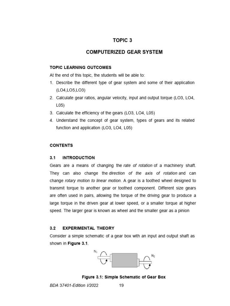 Computerized Gear System Lab Sheet | PDF | Science & Mathematics