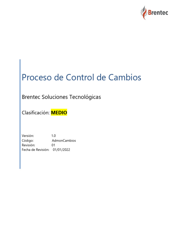 Proceso de Control de cambios_IP | PDF | Planificación | Soporte técnico
