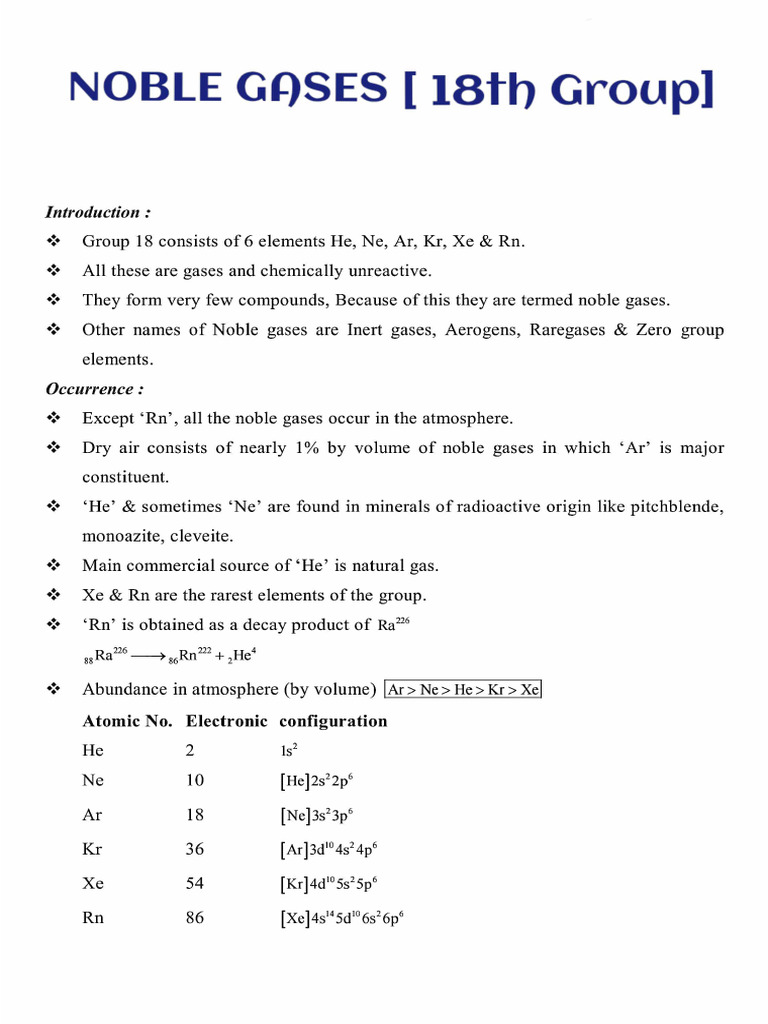 Noble Gases Final | PDF Noble Gases Final | PDF