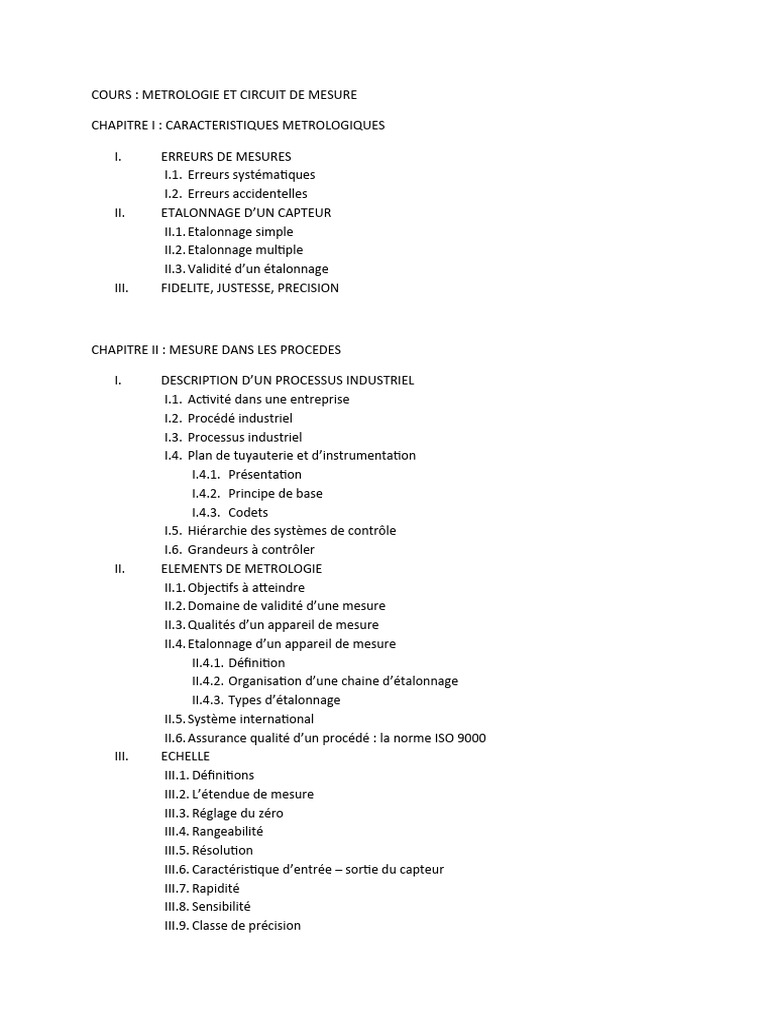 Programme Metrologie | PDF