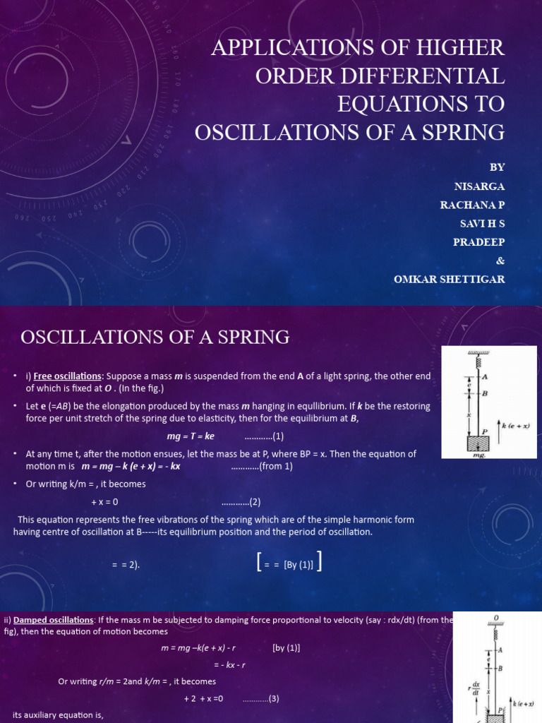Applications of Higher Order Differential Equations To Oscillations | PDF | Oscillation | Damping