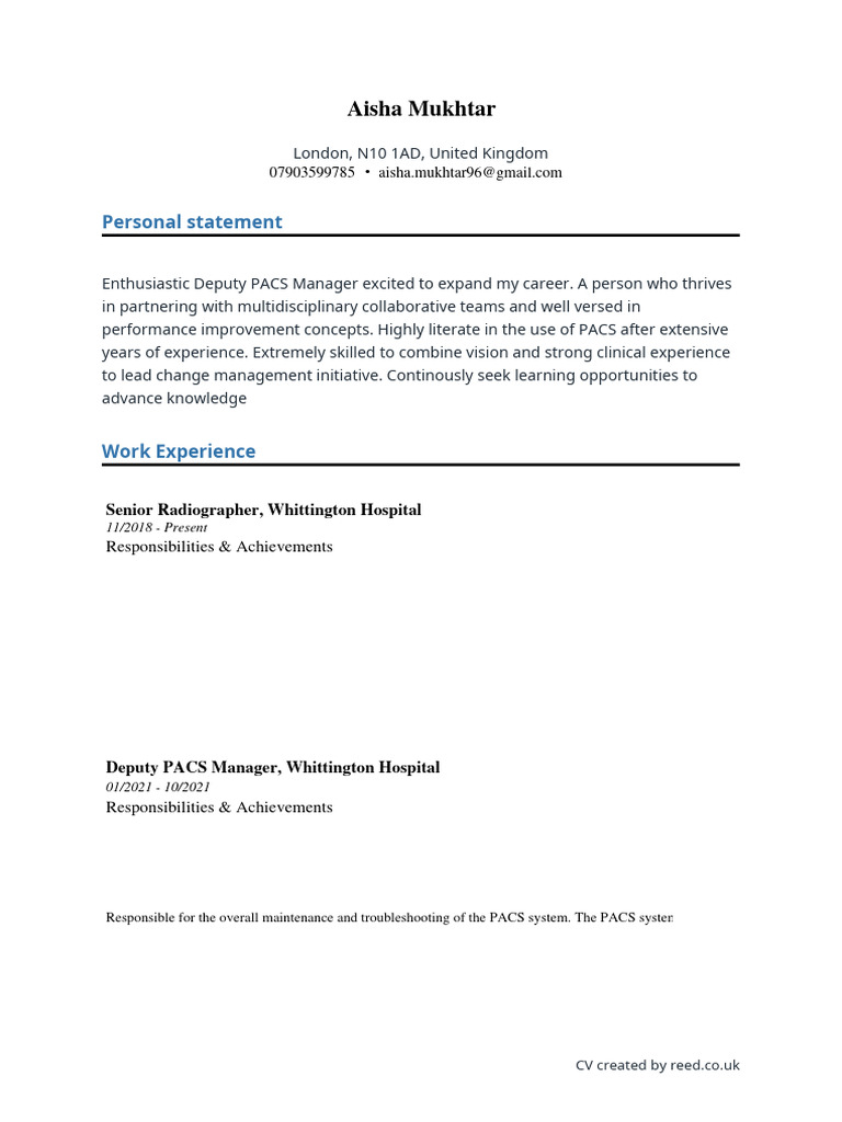 Aisha Mukhtar CV | PDF