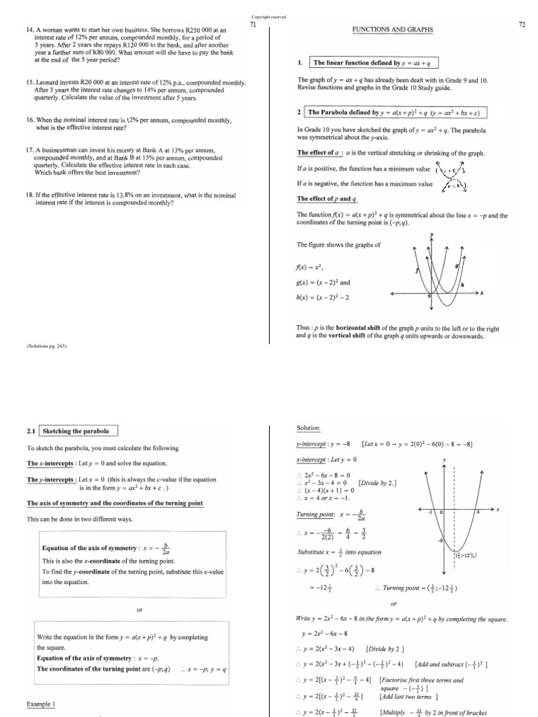 Maths Study Guides GR11 | PDF