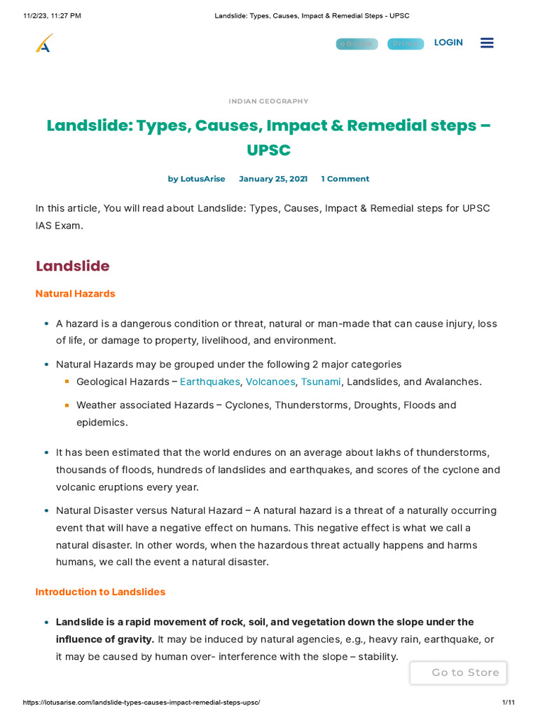 22 Landslide_ Types, Causes, Impact & Remedial Steps - UPSC | PDF