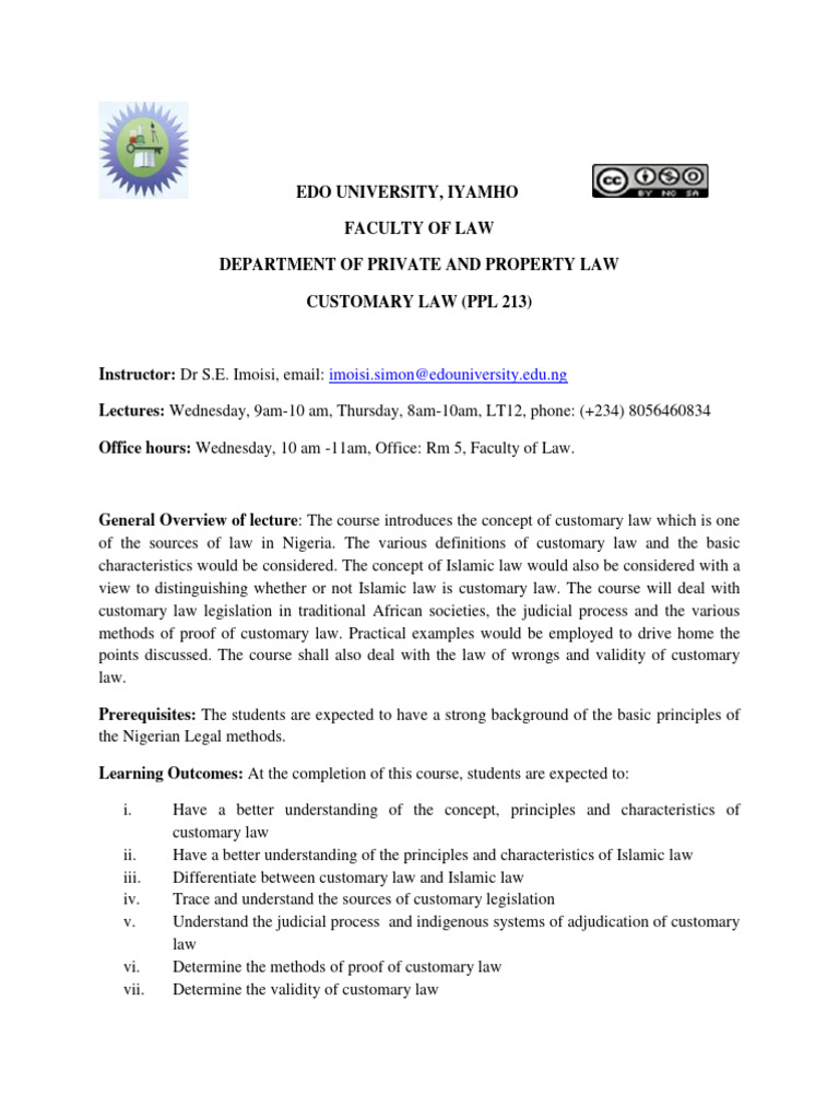 Overview of Customary Law in Nigeria | PDF | Sharia | English Law