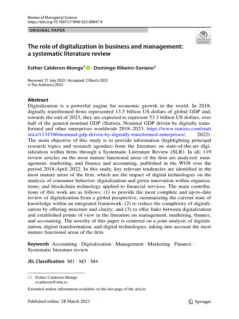 The Role of Digitalization in Business and Management | PDF | Customer ...