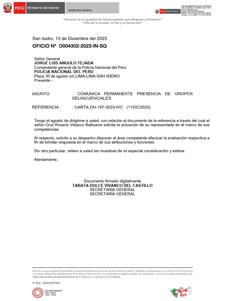 Oficio D004302 2023 SG | PDF | Gobierno