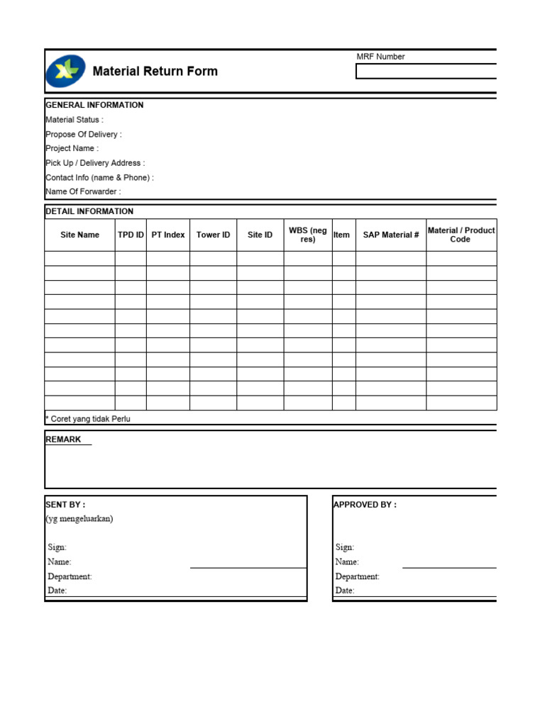 Material Return Form | PDF