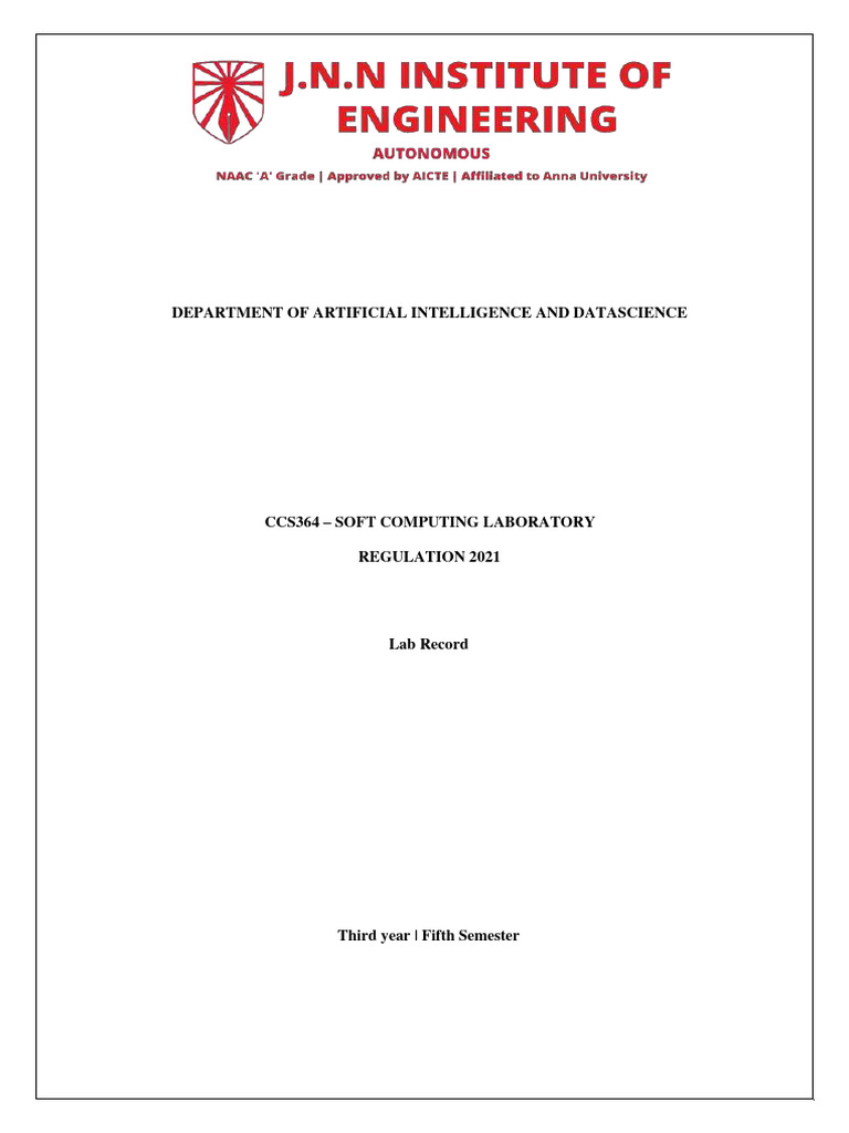 Soft Computing Lab Record | PDF | Artificial Neural Network | Machine Learning