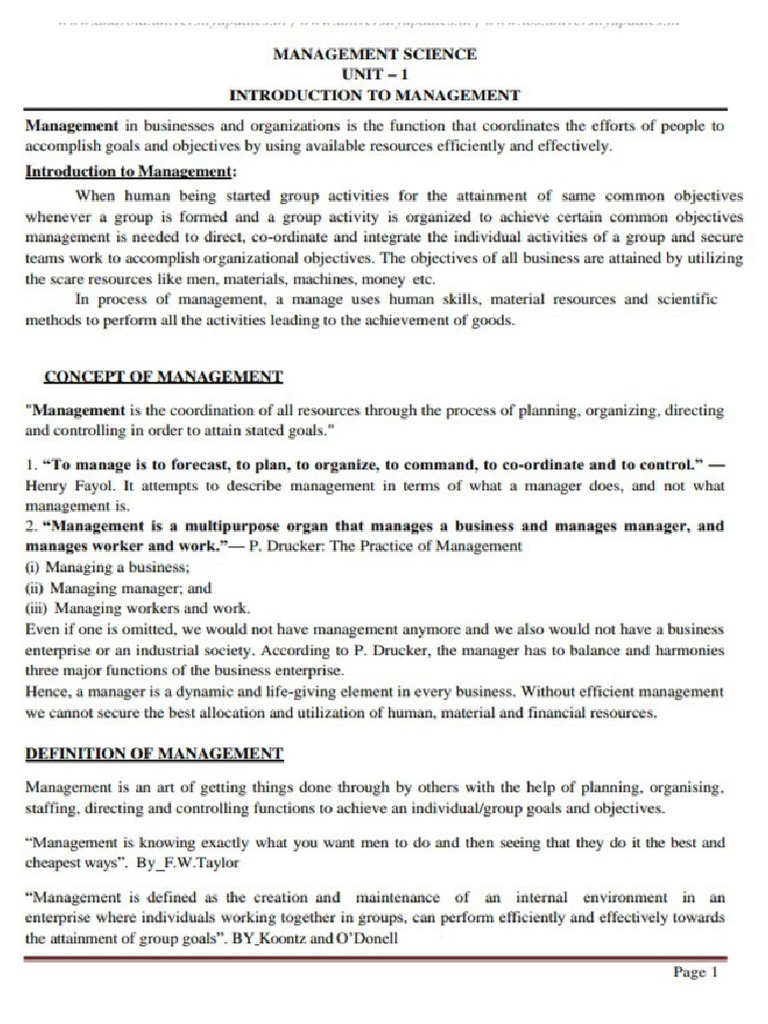 MS (Management Science) Unit-1 Material | PDF