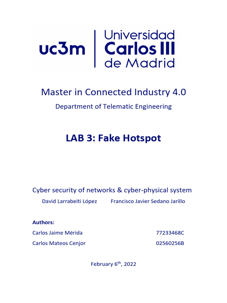 Cibersecurity Lab3 | PDF | Computer Network | Wi Fi