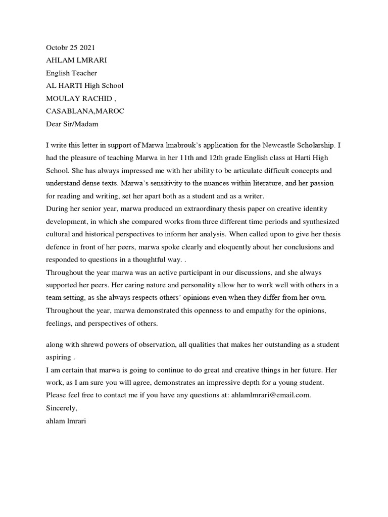 Recommendation Letter 2 PDF | PDF