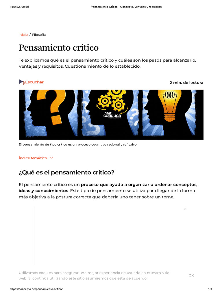 2 Pensamiento Crítico Concepto Ventajas Y Requisitos Pdf