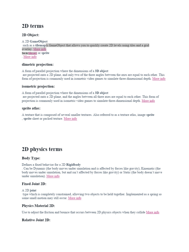 Unity 3D Glossary | PDF | Business | Computers