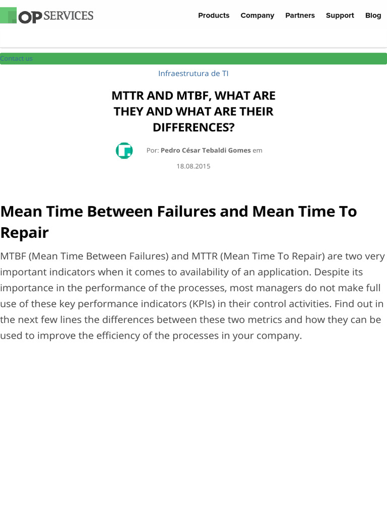 MTBF & MTTR What are they and what are their differences | PDF ...