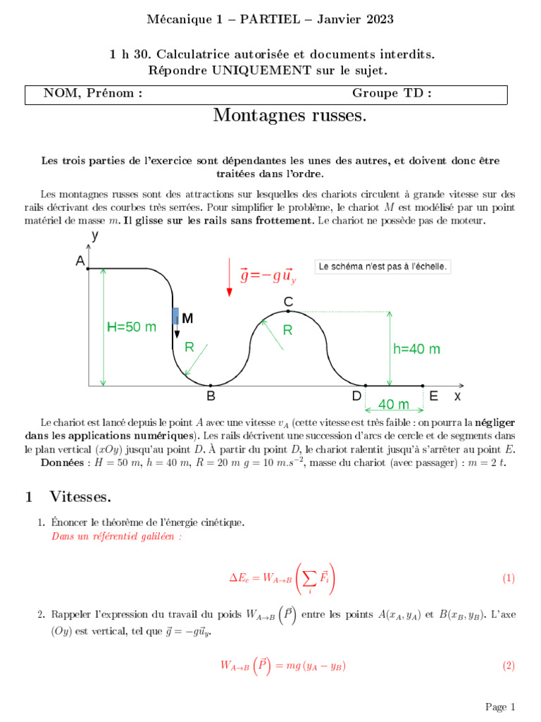 Meca1 Partiel Corr | PDF