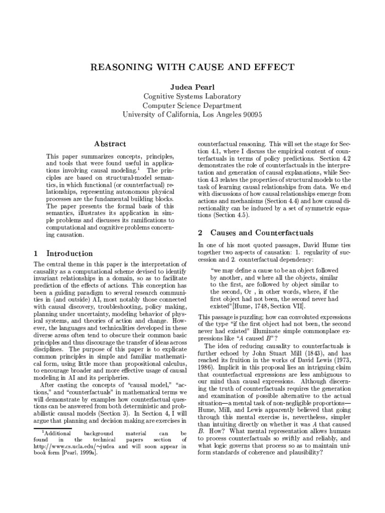 Reasoning With Cause and Effect R265 | PDF