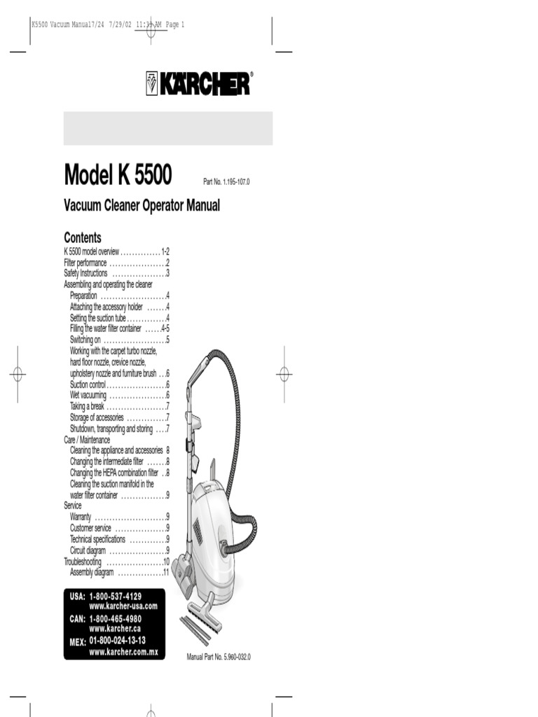 Kercher 5500 | PDF | Vacuum Cleaner | Manufactured Goods