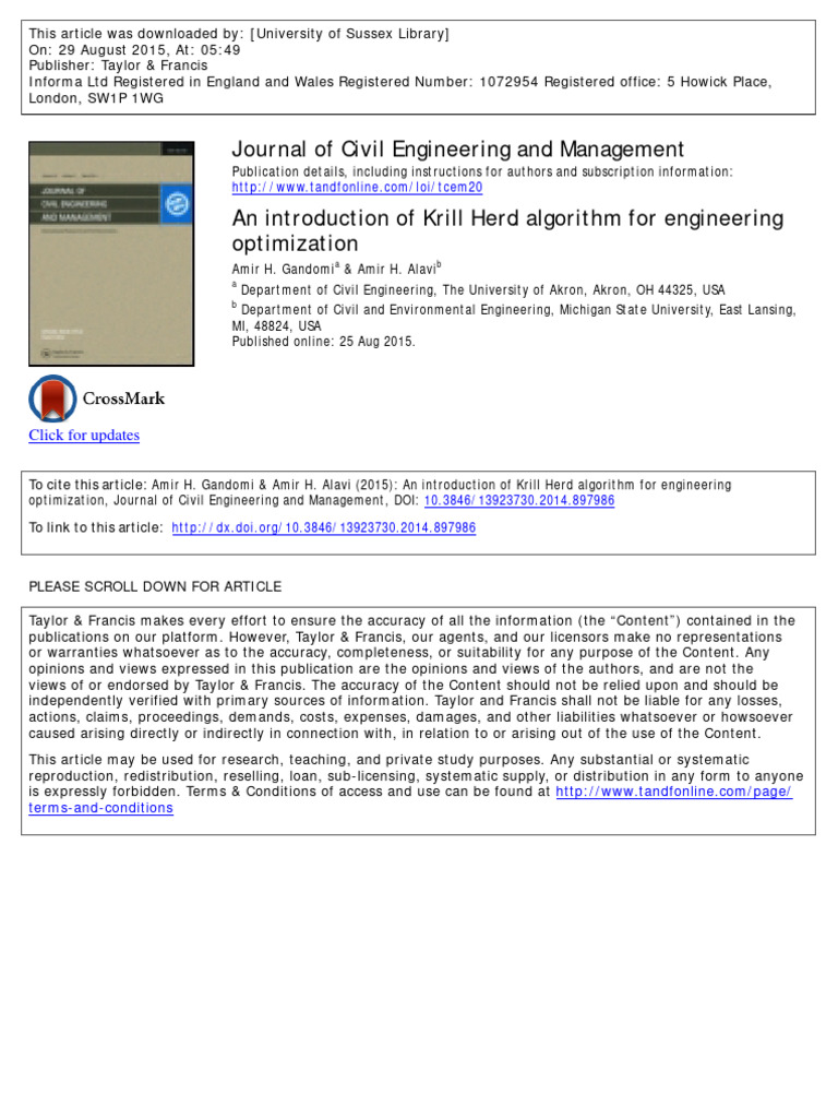 An Introduction of Krill Herd Algorithm For | PDF | Mathematical Optimization | Metaheuristic