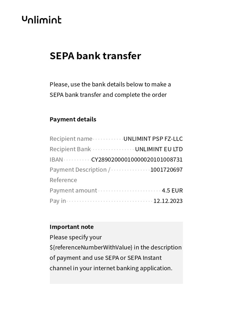 Sepa Payment Details | PDF