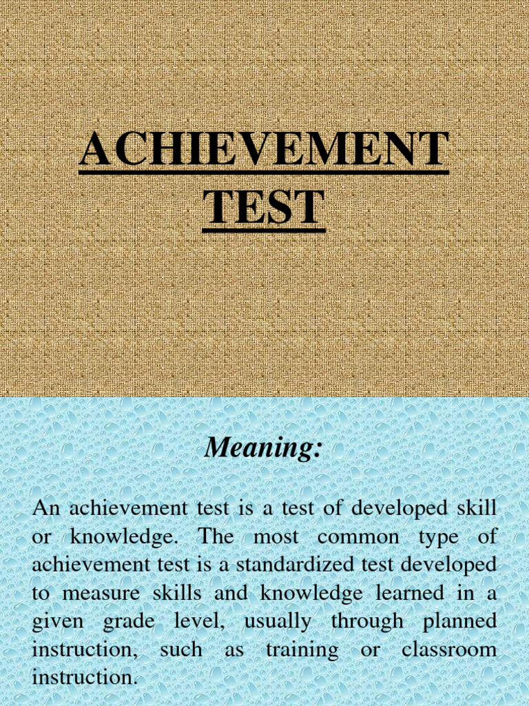 Achievement Test | PDF | Educational Assessment | Learning