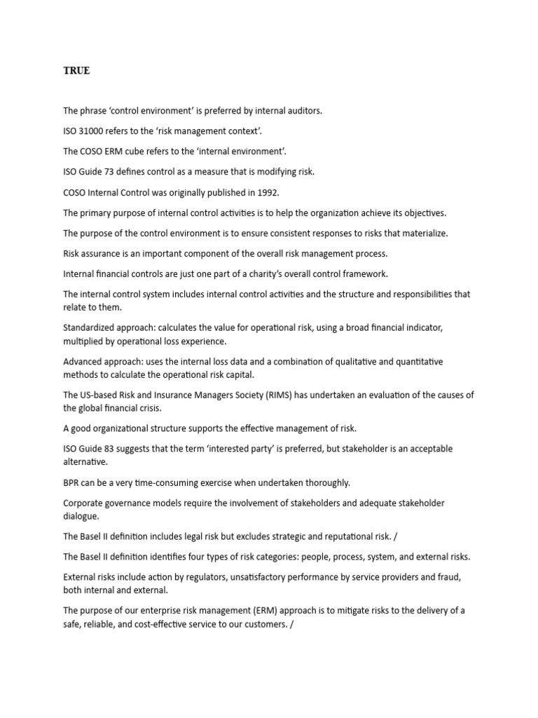 Answer Keys | PDF | Risk | Internal Control