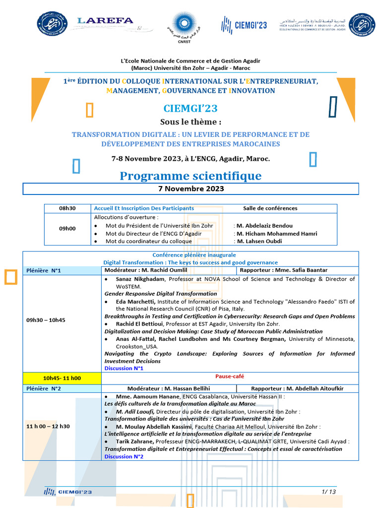 Programme Colloque | PDF