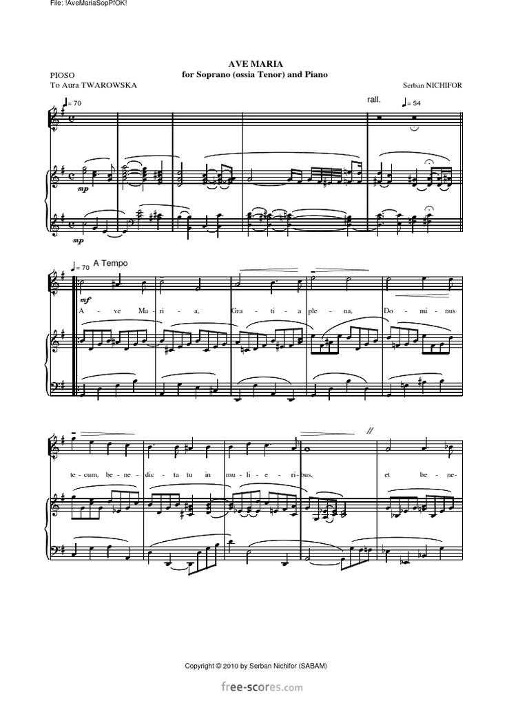 (Free Scores - Com) - Nichifor Serban Ave Maria Version For Soprano ...