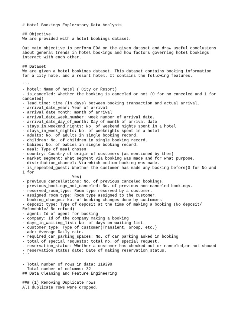 # Hotel Bookings Exploratory Data A | PDF | Hotel | Data Analysis