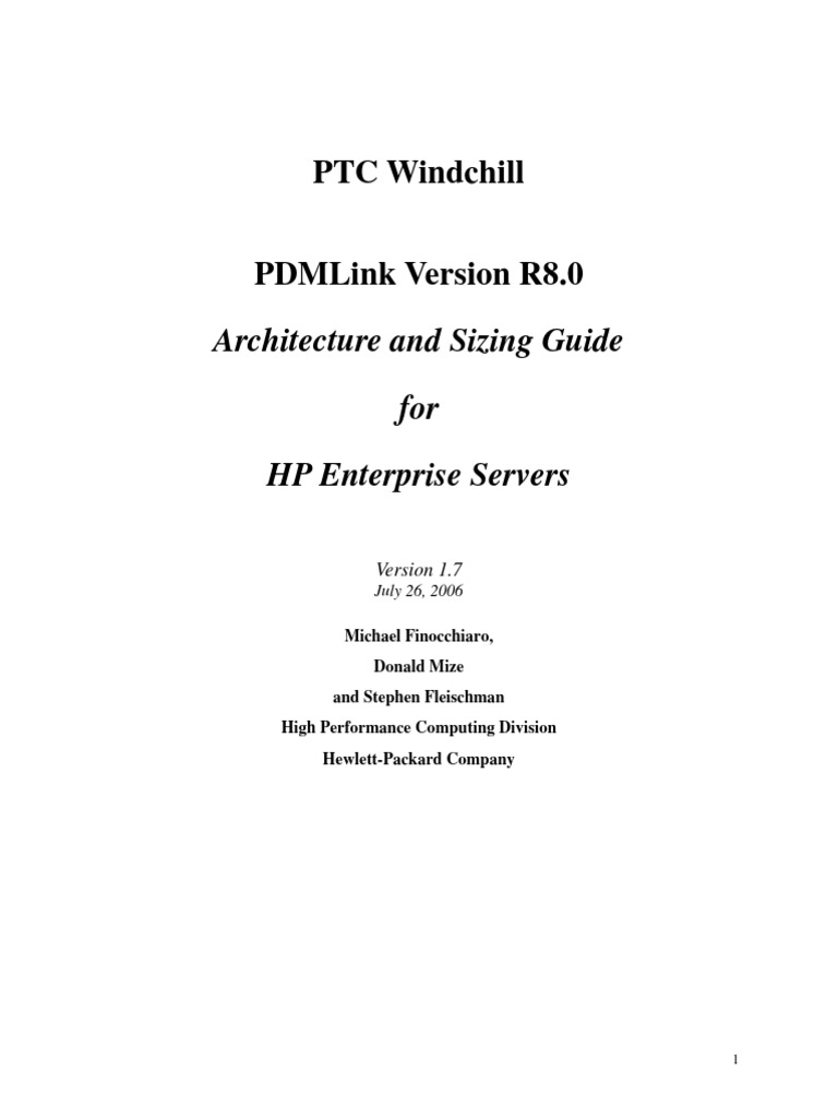 Sizing Guide - PDMLink 8 - Version 1 7 | PDF | Technology & Engineering