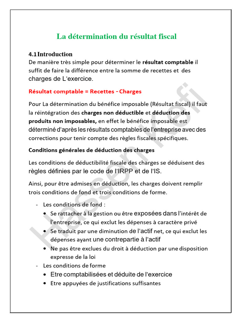 La Détermination Du Résultat Fiscal | PDF
