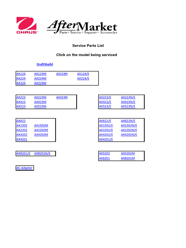 PART LIST Adventurer - AX Series - 07032015 | PDF | Physical Sciences ...