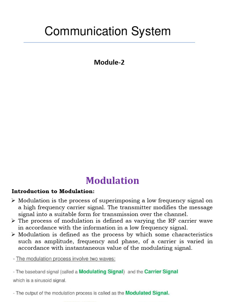 COMMUNICATION SYSTEM - Module-2 - Part1 | PDF