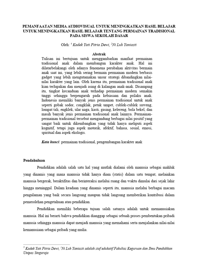 Jurnal Permainan Tradisional Pdf