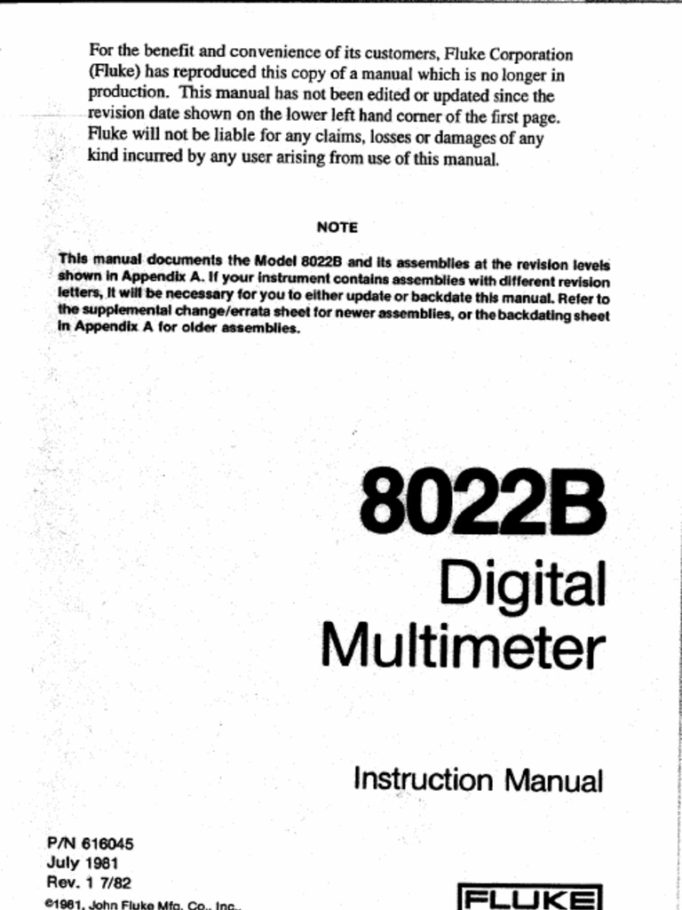 Manual Mult FLUKE 8022 B | PDF