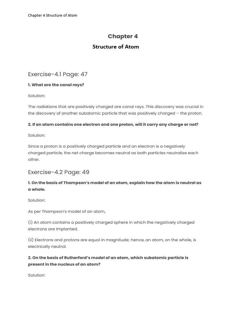 Grade 9 CH 4 Chemistry | PDF | Atoms | Proton