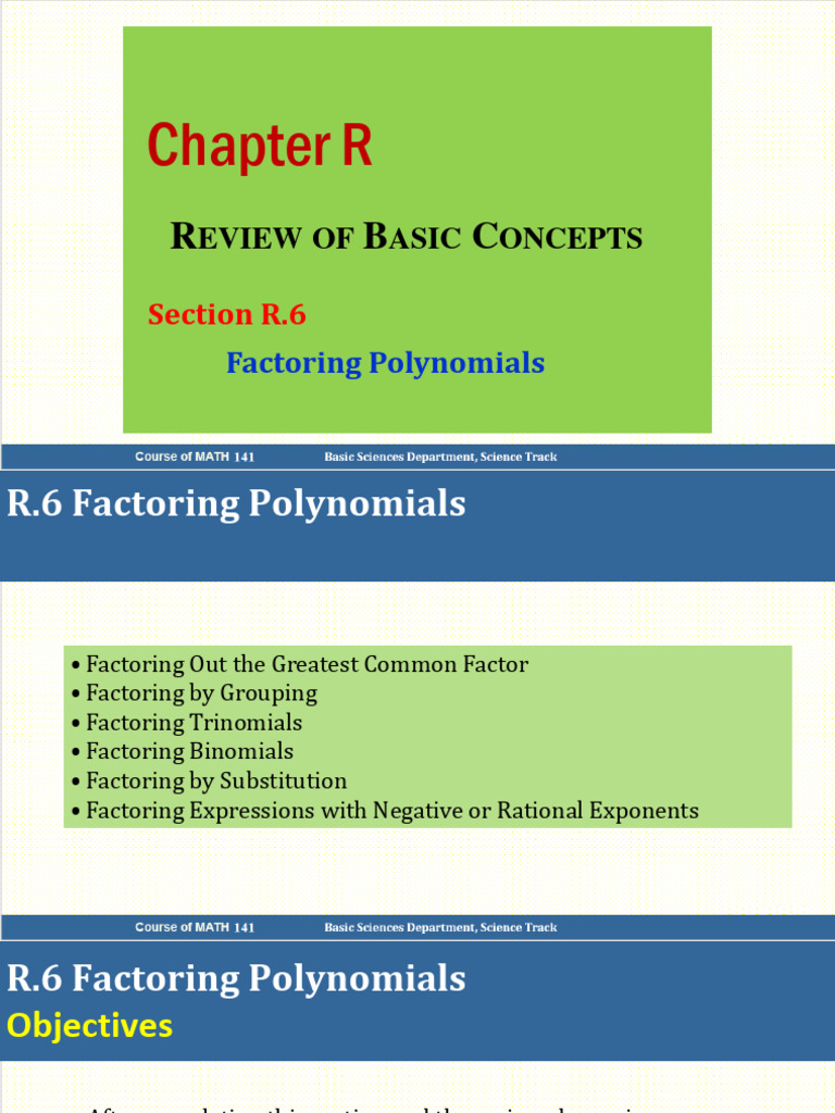 Section R.6 Factoring | PDF