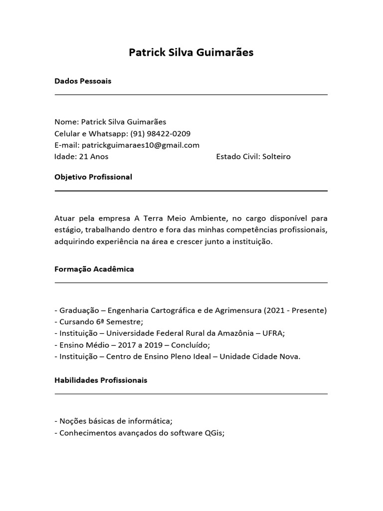 Patrick Guimarães-Currículo | PDF | Carreira e Crescimento | Negócios