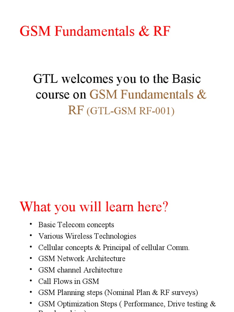 GSM Fundamentals & RF | PDF | Cellular Network | Telecommunications ...