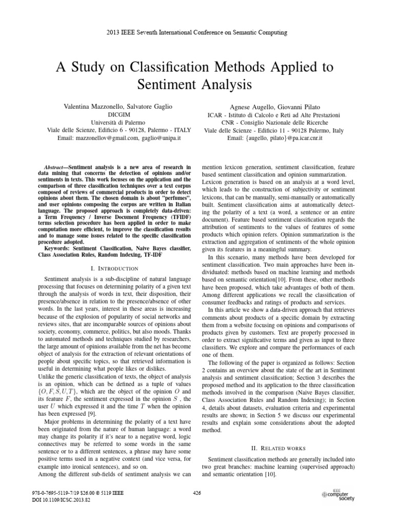 Sentiment Analysis | PDF | Machine Learning | Statistical Classification