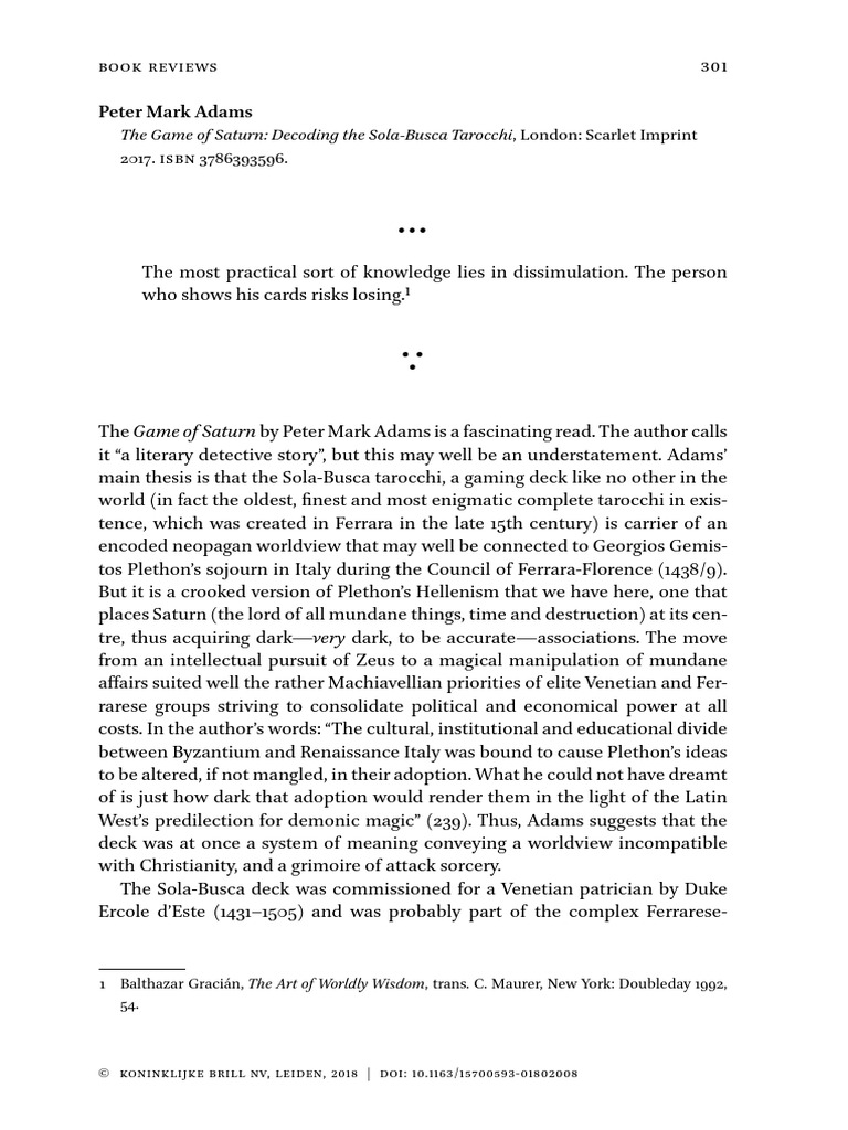 Peter Mark Adams: The Game of Saturn: Decoding The Sola-Busca Tarocchi ...