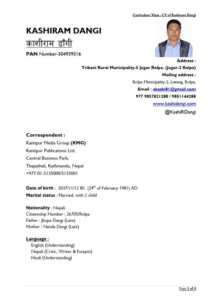 CV_Kashiram_Dangi_CV | PDF | Nepal