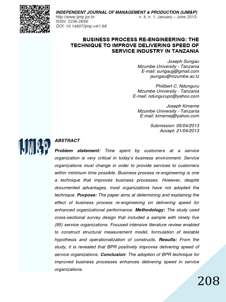 Business Process ReEngineering The Technique To Improve Delivering ...