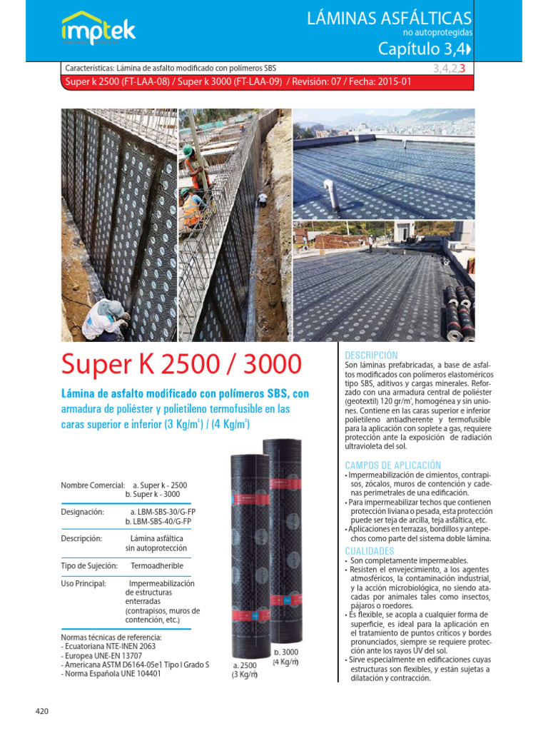 Manto Asfáltico IMPTEK Super-K | PDF | Materiales | Ciencias fisicas