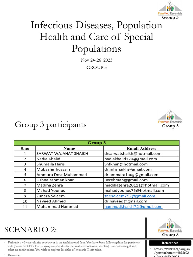 Fammed Discussion Infectious Diseases Population Health And Care Of Special Populations 1 Pdf