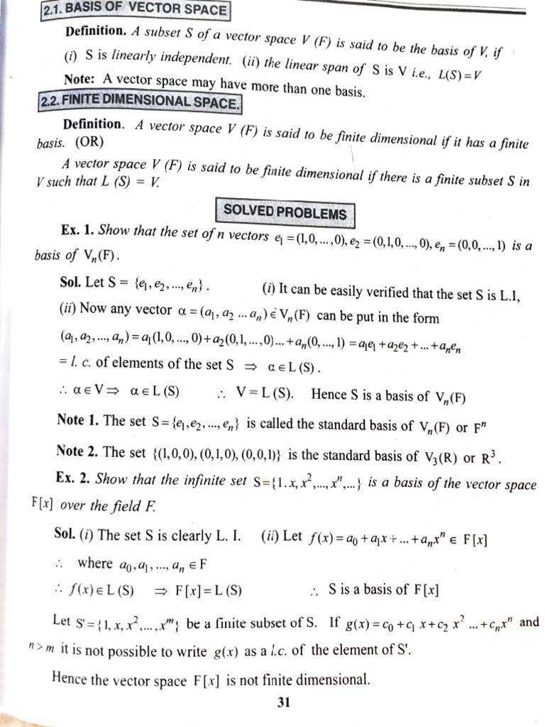 Vector Spaces Unit 3 | PDF