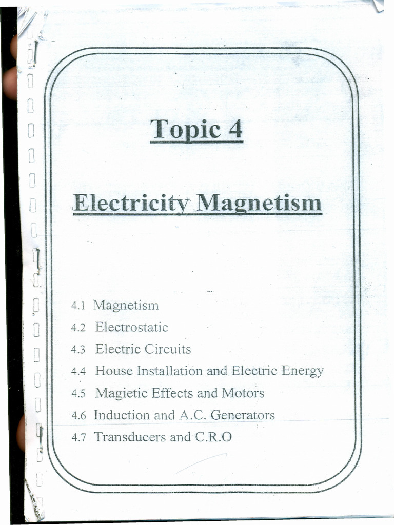 Topic 4 Electricity and Magnetism | PDF