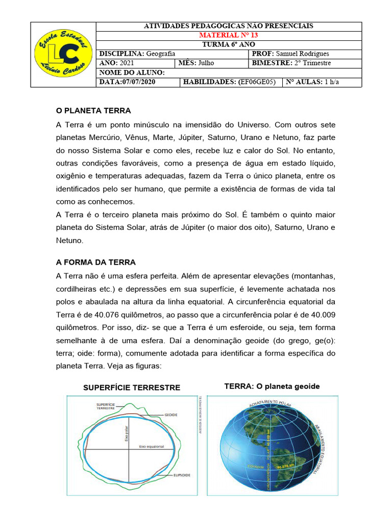 Forma e Clima da Terra: Geoide e Zonas | PDF