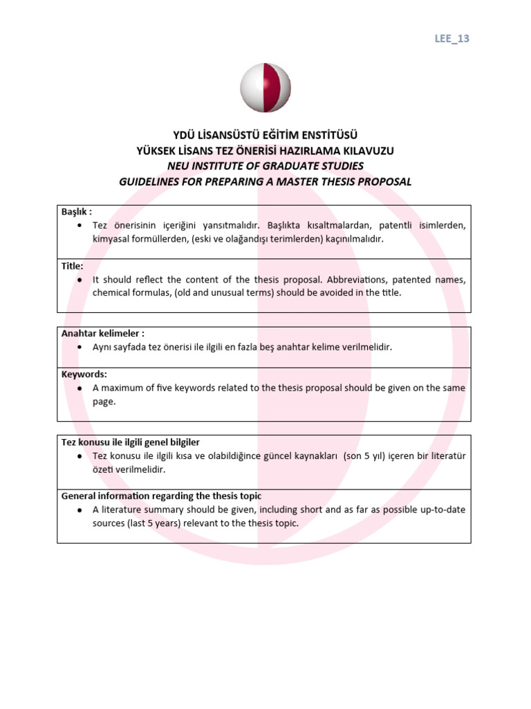Ma Thesis Proposal Form | PDF