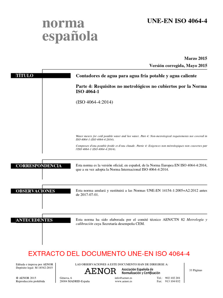 (Ex) Une-En Iso 4064-4 2015 | PDF | Agua